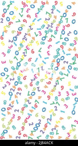 Falling colorful sketch numbers. Math study concept with flying digits ...