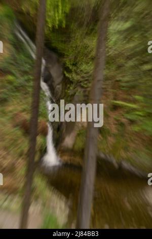 Waterfalls in Hafod Uchtryd wooded and landscaped estate, in the ...