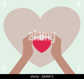 Creative Two Hands Red Heart Logo Design Symbol Illustration Stock ...