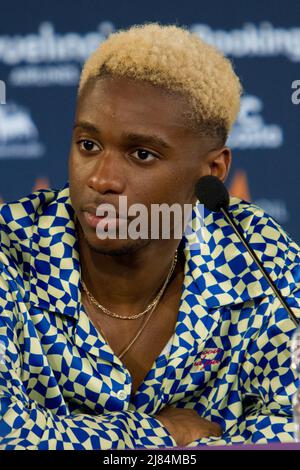 Turin, Italy. 12th May2022. Belgian singer Jérémie Makiesephoto call ...
