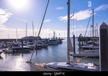 The wonderful and colorful port at sunset time Stock Photo - Alamy