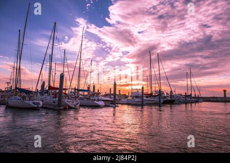 The wonderful and colorful port at sunset time Stock Photo - Alamy