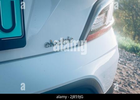 detail to electric mark notification of EV car Stock Photo - Alamy