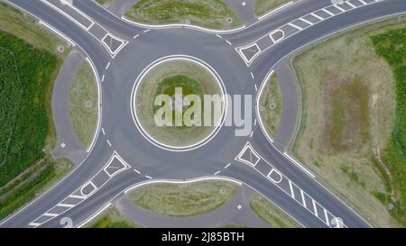 From above street view roundabout Stock Photo - Alamy