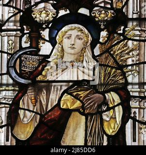 A stained glass window depicting Ruth gathering wheat (Old Testament ...