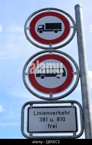 No entry with trucks and buses traffic sign Stock Photo - Alamy