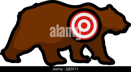 Icon Of Bear Silhouette With Target. Editable Bold Outline With Color ...