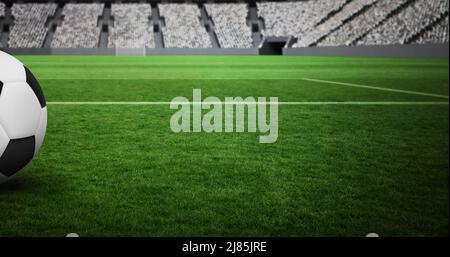 Image of falling gold confetti and football ball over world map Stock ...