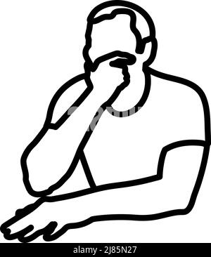 Thinking Man Icon. Editable Bold Outline With Color Fill Design. Vector ...