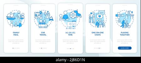 Family time together onboarding mobile app page screen vector template ...