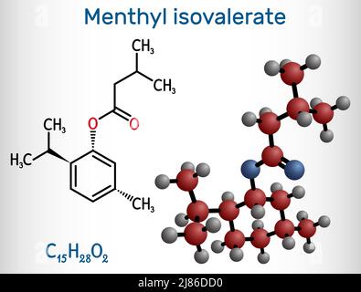 Menthyl isovalerate, validolum, validol molecule. It is drug, menthyl ...