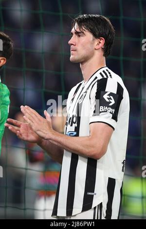 Dusan Vlahovic of Juventus FC greets the supporters during the Serie A ...