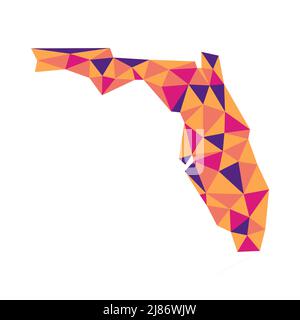 Florida state simple polygon map. Low poly trendy style vector map of ...