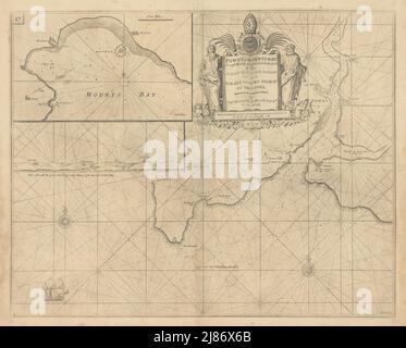 FOWEY & MOUNTS BAY sea chart. Polruan Bodinnick Penzance. COLLINS 1693 ...