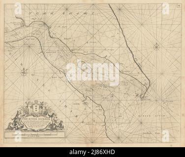 'The River Humber' estuary sea chart. Hull, Grimsby & Barton. COLLINS ...