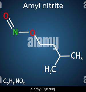Amyl nitrite, isoamyl nitrite, isopentyl nitrite, molecule. It is ...