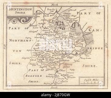 Antique county map of HUNTINGDONSHIRE by JOHN CARY. Original outline ...