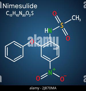 Nimesulide molecule. It is nonsteroidal anti-inflammatory drug NSAID ...