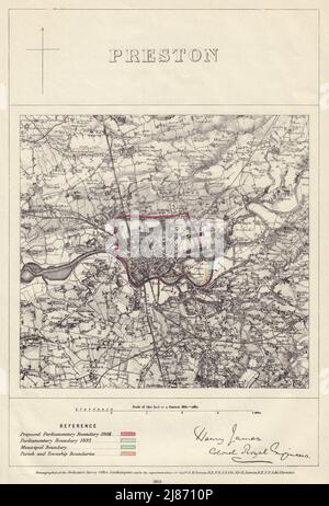Preston, Lancashire. JAMES. Parliamentary Boundary Commission 1868 old ...