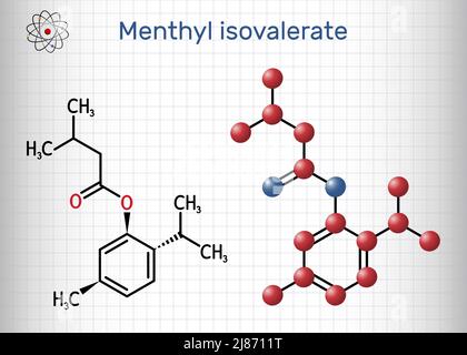 Menthyl isovalerate, validolum, validol molecule. It is drug, menthyl ...