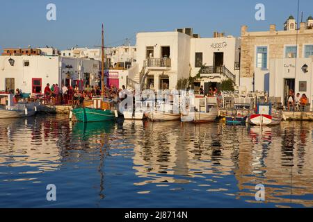 The little port of Naousa village in Paros, Cyclades, Greece Stock ...