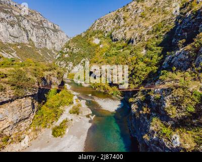 Sights of Montenegro. Landmark Old rusty bridge. Attraction Long ...