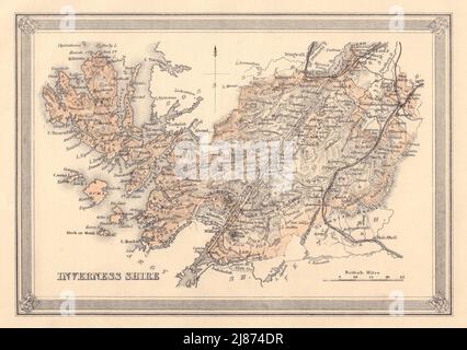 INVERNESS-SHIRE antique county map. Parishes. Scotland. LIZARS 1895 old ...