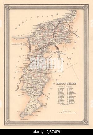 Decorative antique county map of Banffshire, Scotland. FULLARTON 1868 ...