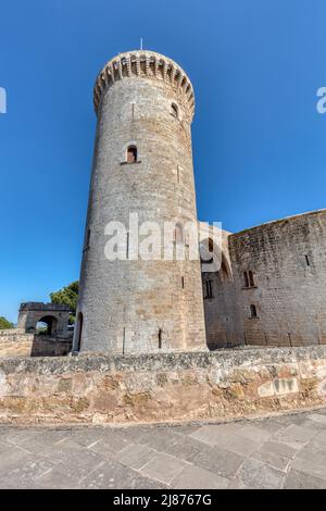 Castle Bellver (Castell de Bellver) Torre de Homenaje tower part of the ...