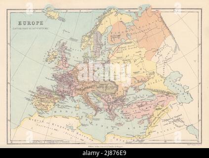 'Europe (Latter part of 10th Century)'. BARTHOLOMEW, 1876 antique map ...