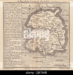 Antique county map of the county of Salop by Badeslade & Toms ...