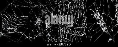 Set of 4 broken glass templates. Cracked smartphone screen texture ...