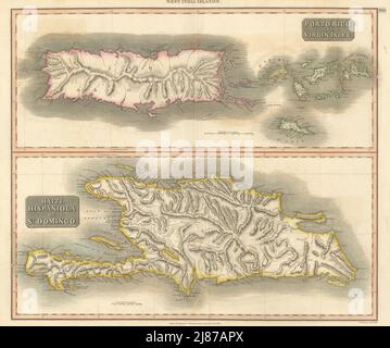 Puerto Rico and Virgin Islands, political map. British, Spanish and ...
