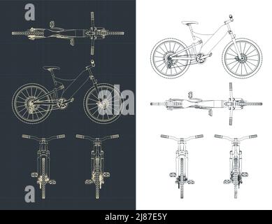 Stylized vector illustration of blueprints of electric scooter Stock ...