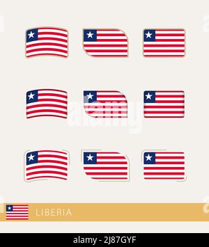 Liberia flag icon set. Liberian pennant in official colors and ...