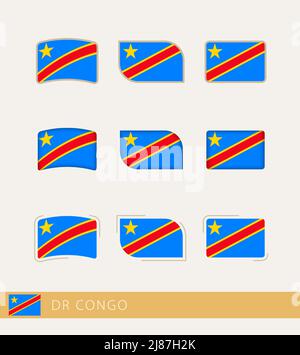 DR Congo national flag collection, eight versions of DR Congo vector ...