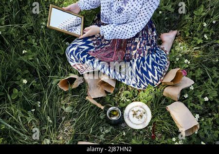 Medicinal healing herbs in herbal medicine.Natural medicine.Copy space ...