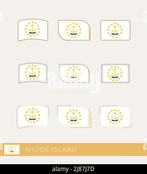 Set of Rhode Island flags with gold frame for use at sporting events on ...