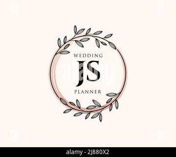 JS Initials letter Wedding monogram logos template, hand drawn modern ...
