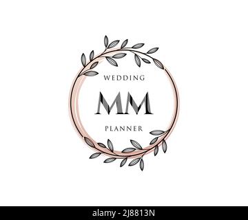 MM Initials letter Wedding monogram logos collection, hand drawn modern ...