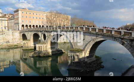 Italy. Rome. Palatine Bridge over the Tiber river. Built by Angelo ...