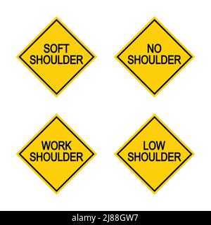 Low shoulder Road danger car icon, traffic street caution sign ...