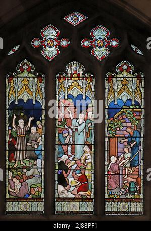 Moses, St. John the Baptist, Elijah, stained glass window by Charles ...