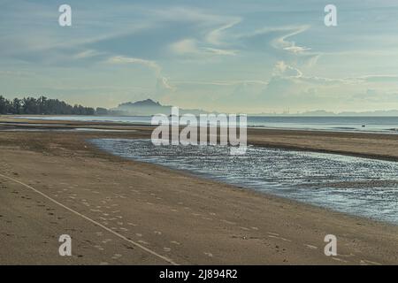 Early morning view at Pantai Beserah Beach near Kuantan in Pahang ...
