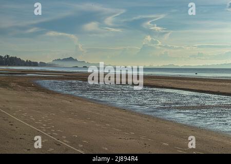 Early morning view at Pantai Beserah Beach near Kuantan in Pahang ...
