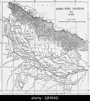 INDIA: Map of Awadh and the North-West Provinces, c1880 Stock Photo - Alamy