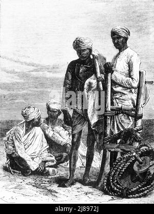 Portrait of Peasants from Doab, India. Old engraving illustration from ...