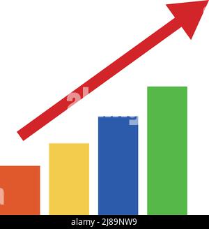 Business graph chart with red rising arrow isolated over white ...