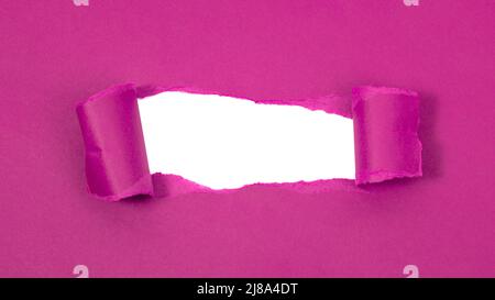 Pink crushed torn paper with hole copyspace background for idea Stock ...