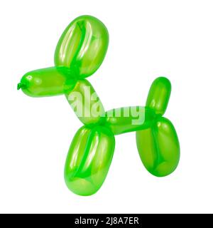 Green balloon dog model party fun isolated on the white background ...